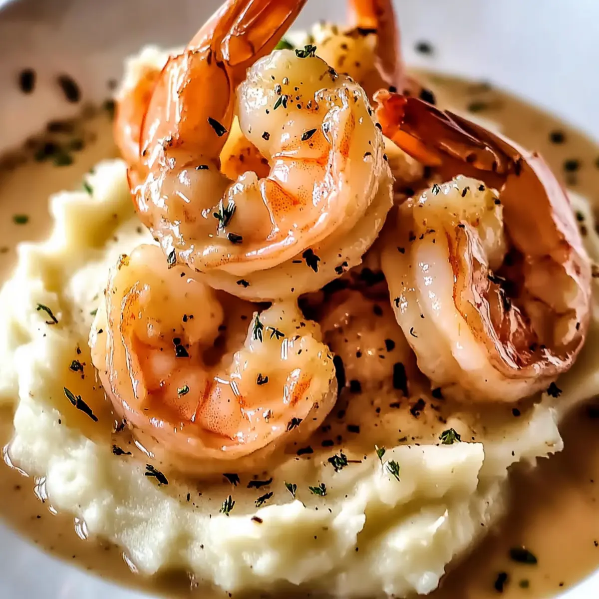 Irresistible Creamy Garlic Shrimp Over Mashed Potatoes