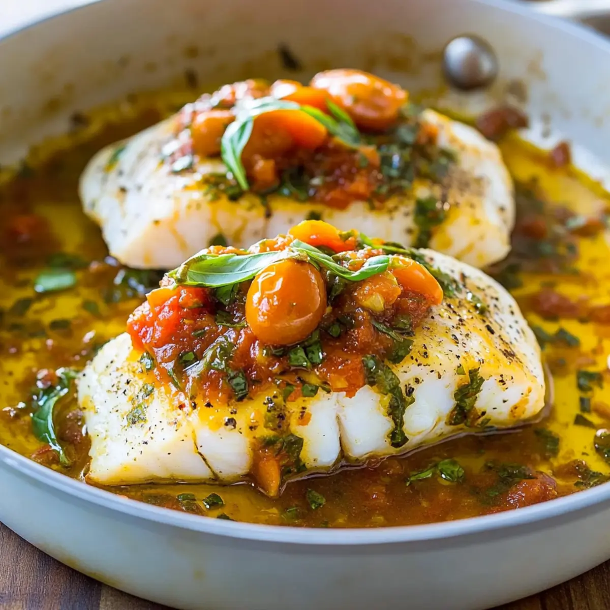Ultimate Pan-Seared Cod with Delicious Tomato Basil Sauce