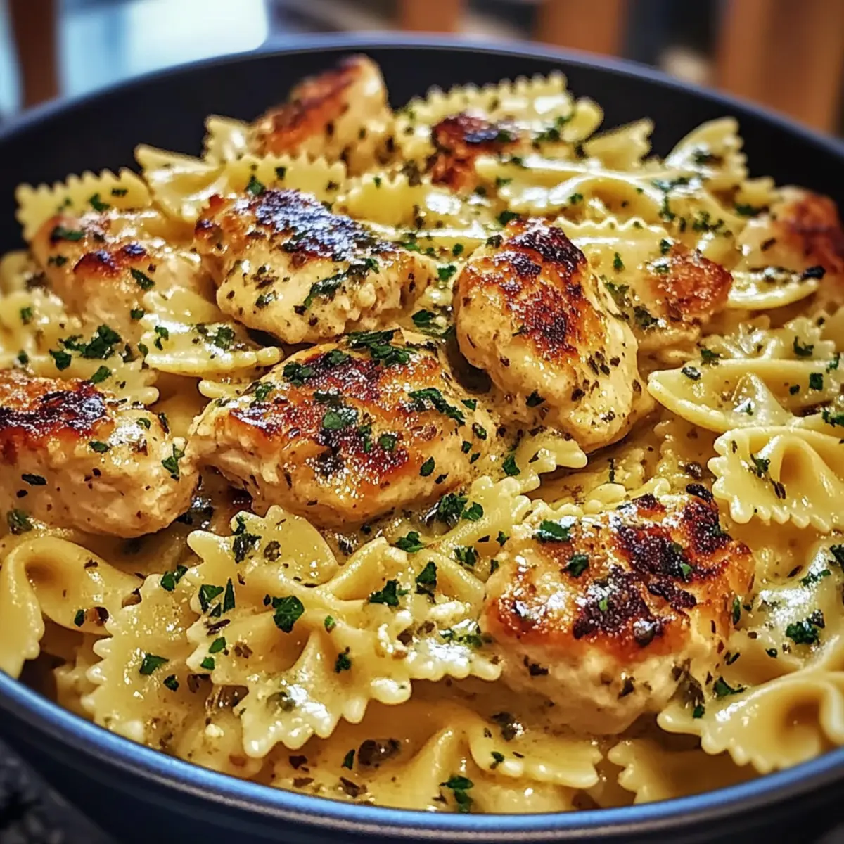 Irresistible Creamy Mozzarella Garlic Butter Chicken Bowties