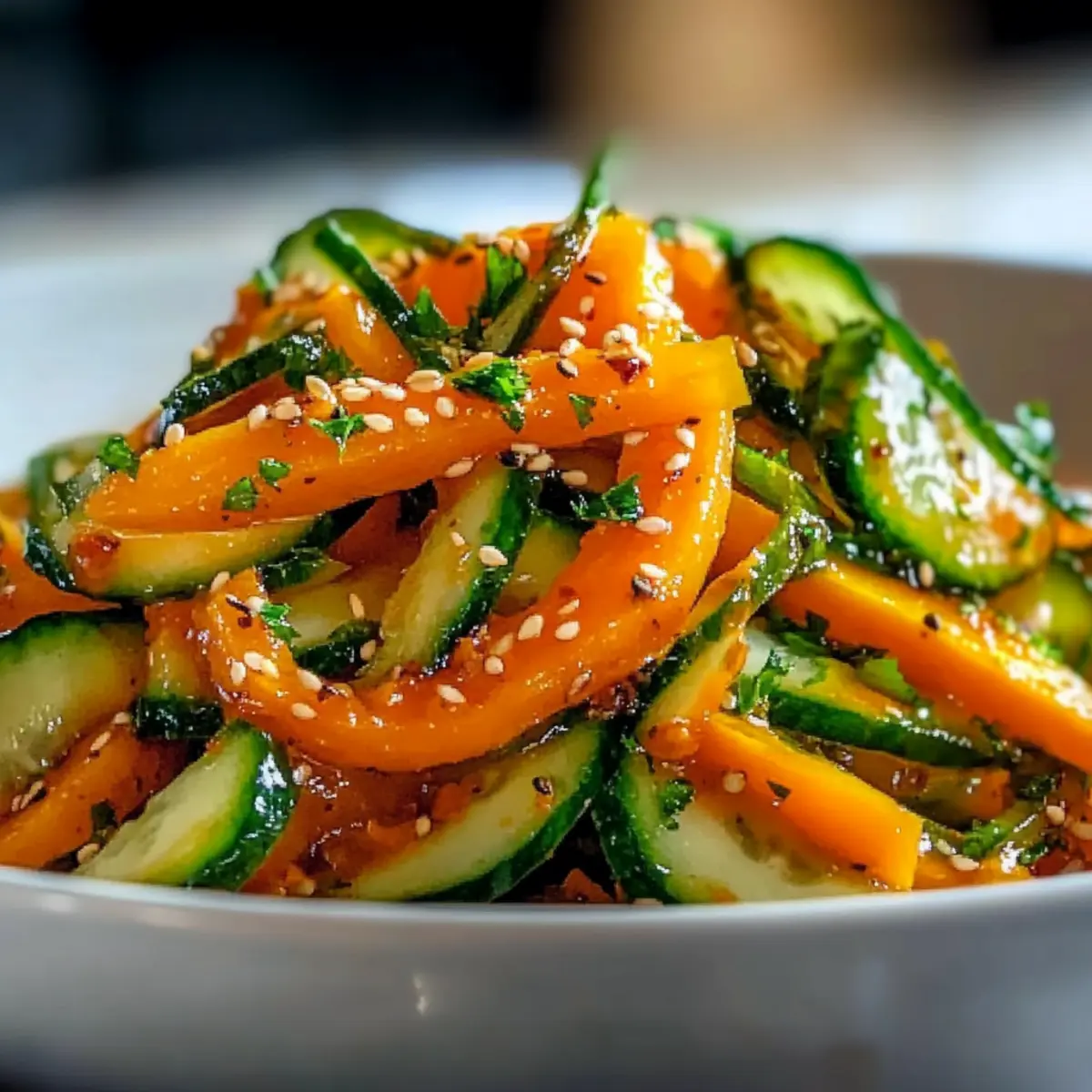 Irresistible Cucumber Carrot Salad with Spicy Asian Twist